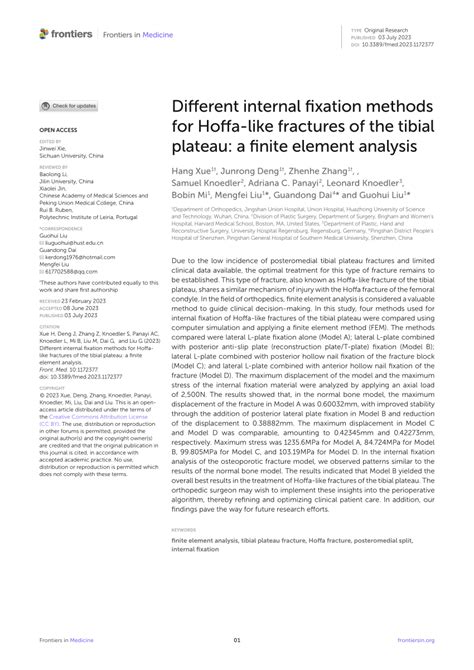 Pdf Different Internal Fixation Methods For Hoffa Like Fractures Of
