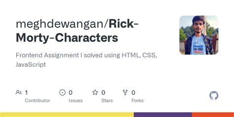 GitHub Meghdewangan Rick Morty Characters Frontend Assignment I