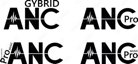 Vetor De Active Noise Cancelling Noise Reduction ANC Inscriptions Symbol Indicating The Noise