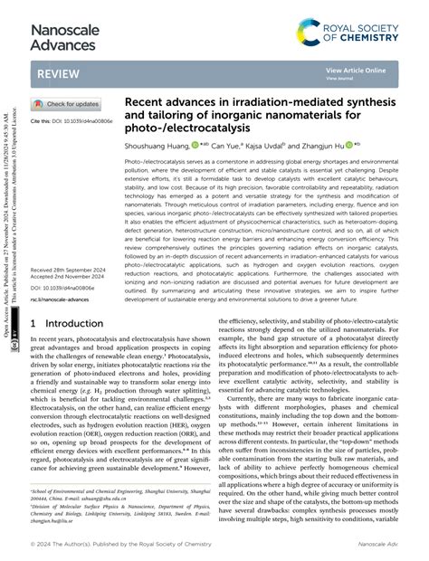 Pdf Recent Advances In Irradiation Mediated Synthesis And Tailoring Of Inorganic Nanomaterials