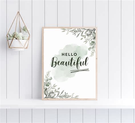 Hello Beautiful Printable Wall Art Quote Inspirational Wall Art