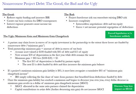 Non Recourse Debt And Minimum Gain Edward Bodmer Project And