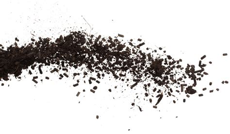 비료 유기 혼합 토양 파리 가을 폭발 튜브 퇴비 비료 심기 토양 공기 중에 부유 유기 비료 토양은 공중에 던져집니다 흰색 배경