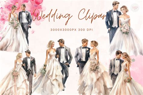 Wedding Clipart Bride And Groom Clipart Graphic By Kennocha748 · Creative Fabrica