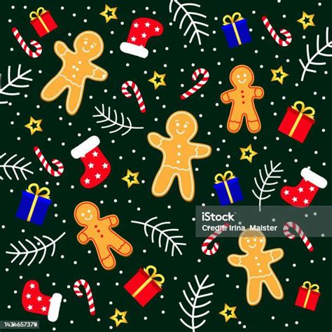 진저 브레드와 크리스마스 장식 요소가있는 크리스마스 장식 휴일 배경 0명에 대한 스톡 벡터 아트 및 기타 이미지 0명 겨울 공휴일 Istock