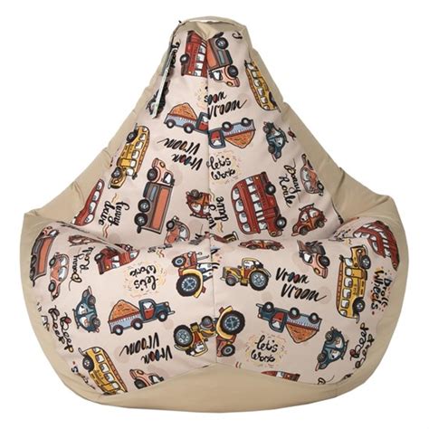 Купить Кресло мешок Машинки бежевый в интернет магазине ЧУДО КРЕСЛО цены на Кресло мешок