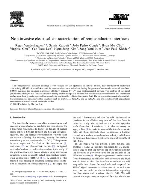 Pdf Non Invasive Electrical Characterization Of Semiconductor At Bulk And Interfaces