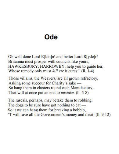 30 Ode Poem Examples To Download