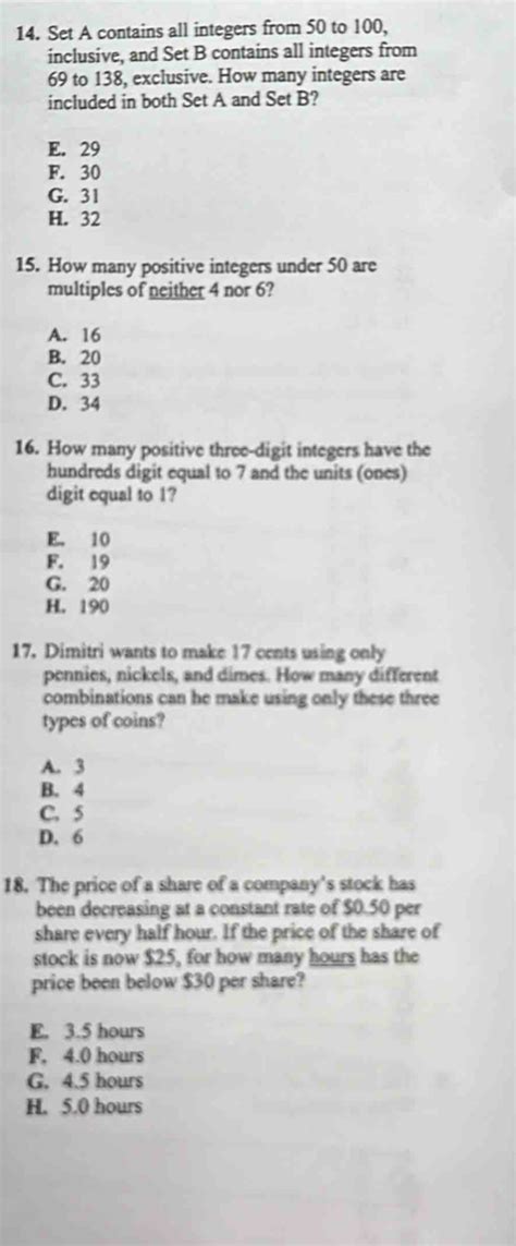 Solved Set A Contains All Integers From 50 To 100 Inclusive And Set