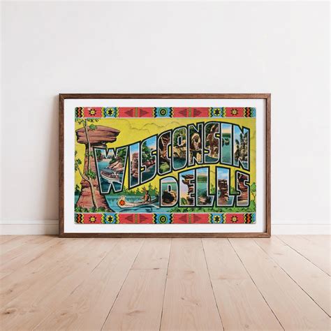 Wisconsin Dells 1940s Vintage Postcard Art Print Etsy