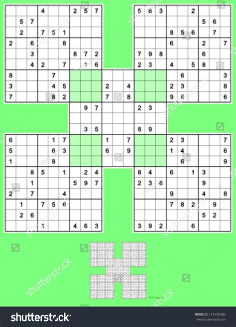 Samurai Sudoku Full Symmetry Easy 136 Stock Vector Royalty Free 137550380 Shutterstock