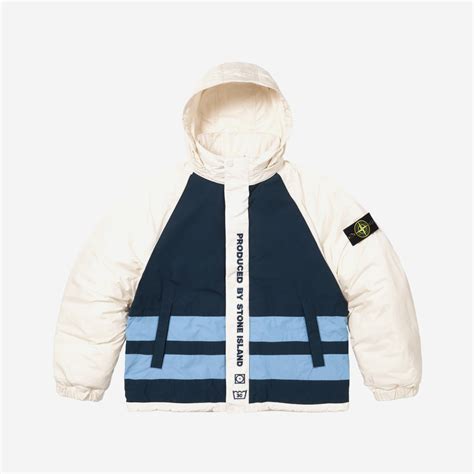 슈프림 X 스톤 아일랜드 리버시블 다운 퍼퍼 자켓 화이트 23fw Supreme Kream