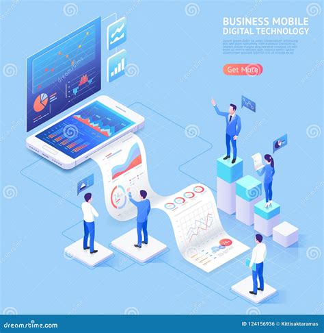 Business Mobile Application Isometric Illustrations Stock Vector Illustration Of Application