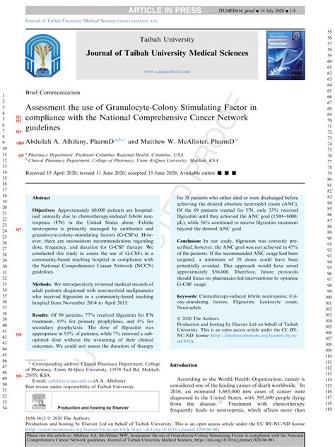 Pdf Assessment The Use Of Granulocyte Colony Stimulating Factor In Compliance With The