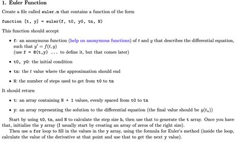 solved euler functioncreate a file called euler m that