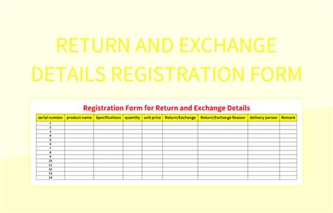 Free Exchange Form Templates For Google Sheets And Microsoft Excel Slidesdocs