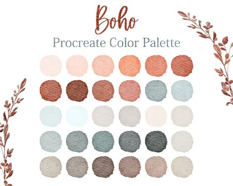 Boho Color Palette Colour Palette Colors Procreate Boho Procreate Palette Blue Color Red