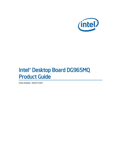 Intel Dg965mq Product Guide