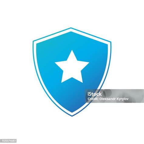 스타 아이콘 슈퍼 영웅 로고 템플릿 보안 방패 스타와 함께 방패 내부 벡터 그림을 흰색 배경에 고립입니다 슈퍼히어로에 대한 스톡 벡터 아트 및 기타 이미지 Istock