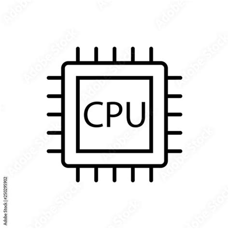cpu processor line icon computer component sign colorful outline