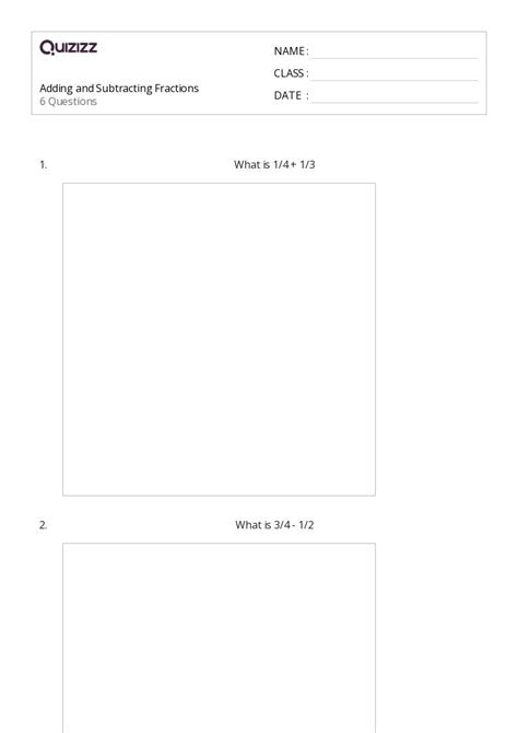 50 Adding Fractions Worksheets For 2nd Grade On Quizizz Free Printable