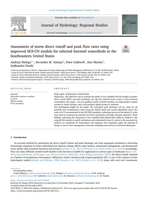 Pdf Assessment Of Storm Direct Runoff And Peak Flow Rates Using