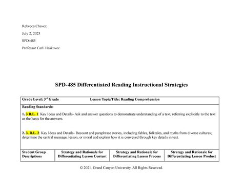 Rebecca Spd485 Differentiating Reading Instruction 2 Rebecca Chavez July 2 2023 Spd