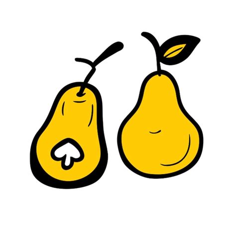 Pear Slices Icon Doodle Fill Premium Ai Generated Vector