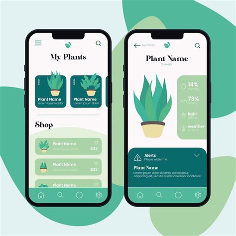 Premium Vector Colored Natural Mobile App Ui Mockup Template Vector