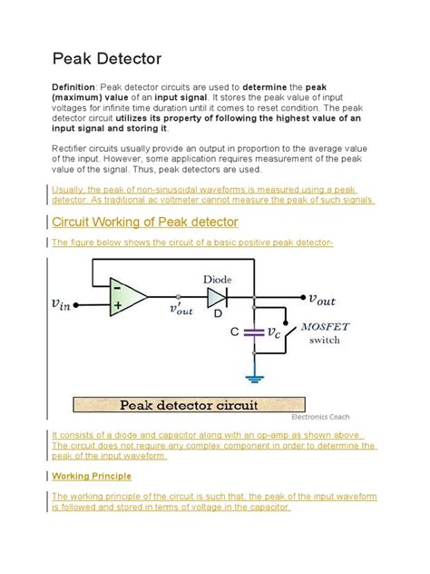 Circuit Working Of Peak Detector Pdf Detector Radio Capacitor