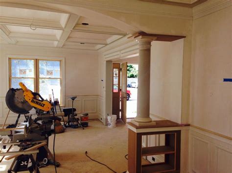 Dining Room And Living Room Separator With Arch And Bookshelf