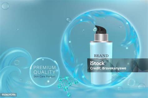 배경 사용 파란 액체 럭셔리 스킨 케어 광고를 광고와 함께 푸른 화장품 컨테이너 개념에 대한 스톡 벡터 아트 및 기타 이미지 개념 건강한 생활방식 과학 Istock