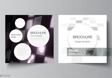 벡터 일러스트 레이 션의 두 편집 레이아웃의 사각형 디자인 브로셔 잡지 전단지 책자에 대 한 템플릿을 포함 한다 관점에서 추상 하이테크 배경입니다 미래 디지털 기술 배경