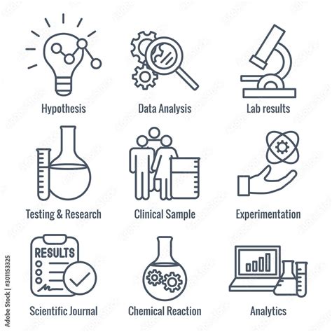 Scientific Process Icon Set With Hypothesis Analysis Etc Stock Vector Adobe Stock