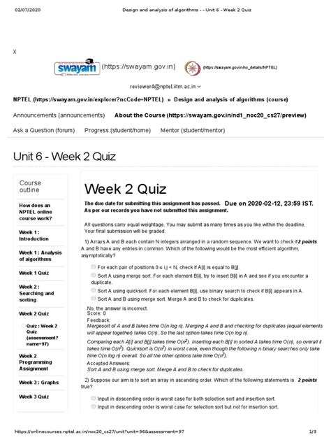 Daa 2020 Week 02 Assignment 01 Pdf Computing Computer Science