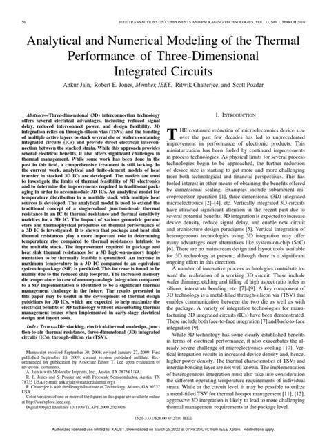 2010 Analytical And Numerical Modeling Of The Thermal Performance Of Three