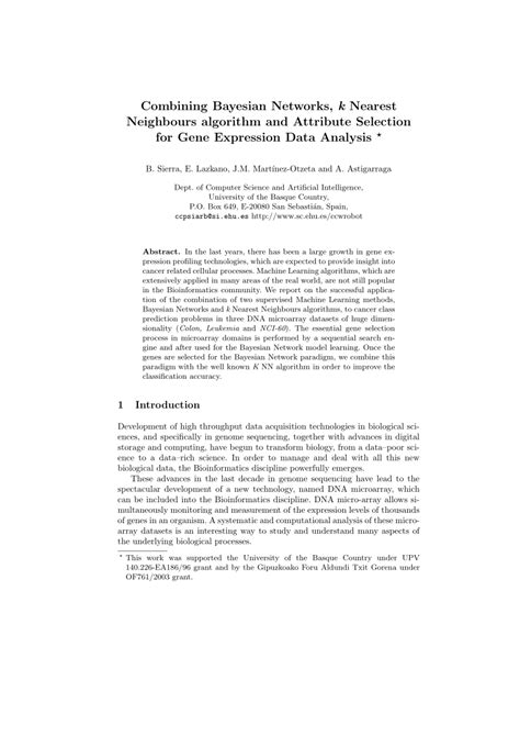 Pdf Combining Bayesian Networks K Nearest Neighbours Algorithm And