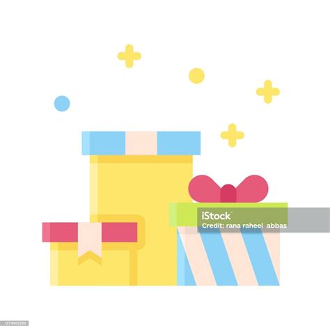 리본 활 스트립 벡터가 있는 기프트 박스 관련 기프트 박스는 플랫 스타일 놀라움에 대한 스톡 벡터 아트 및 기타 이미지