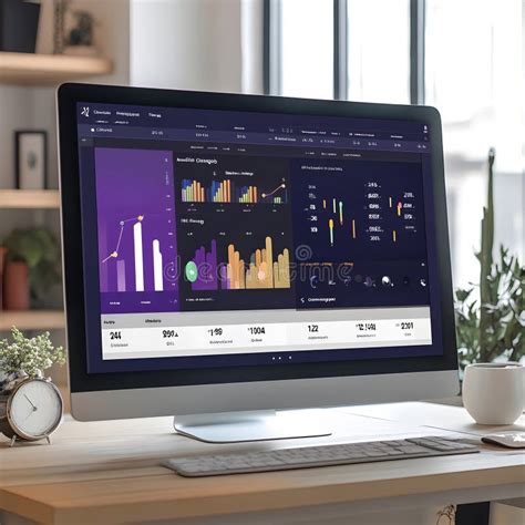 Data Analytics Dashboard On Modern Desktop Computer Stock Illustration