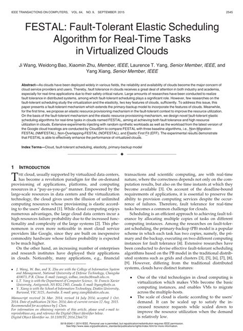 Pdf Festal Fault Tolerant Elastic Scheduling Algorithm For Real Time