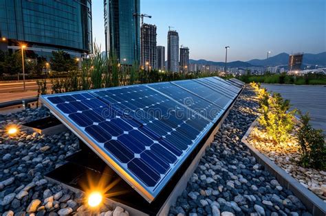 Solar Power Solar Thermal Green Technology And Energy Efficiency Shown In An Urban Setting