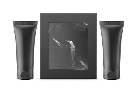 브랜딩 및 프리젠 테이션을위한 화장품 튜브가있는 투명 창 상자 모형 3d 일러스트레이션 0명에 대한 스톡 사진 및 기타 이미지 0명 고급 디자인 Istock