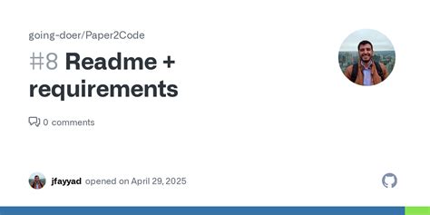 Readme Requirements · Issue 8 · Going Doerpaper2code · Github