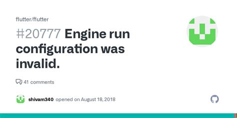 Engine Run Configuration Was Invalid · Issue 20777 · Flutterflutter
