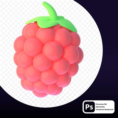 Premium Psd Raspberry In 3d Rendering For Web Illustration Or Other Graphic Purposes