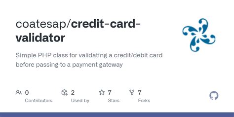 Github Coatesapcredit Card Validator Simple Php Class For