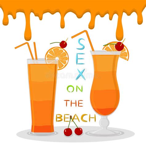 Vector Illustration Logo For Alcohol Cocktails Sex On The Beach Stock