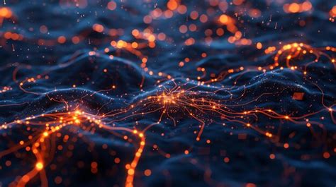 Abstract Glowing Orange Plexus Background Orange Glowing Particles Form Plexus Structure On Dark