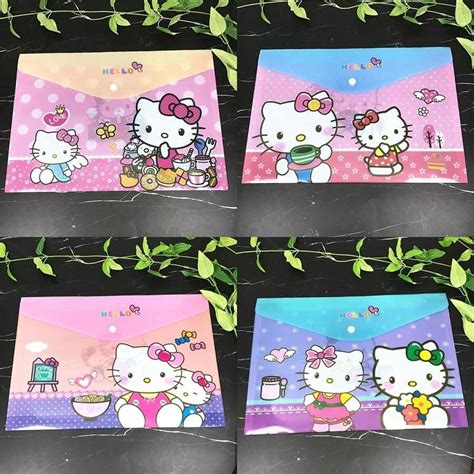 4 ชิ้น เซ็ต กระเป๋าเอกสาร ฮัลโหล คิตตี้ ขนาด A4 สำหรับนักเรียนและครู ตกแต่งแบบการ์ตูน อนิเมะ
