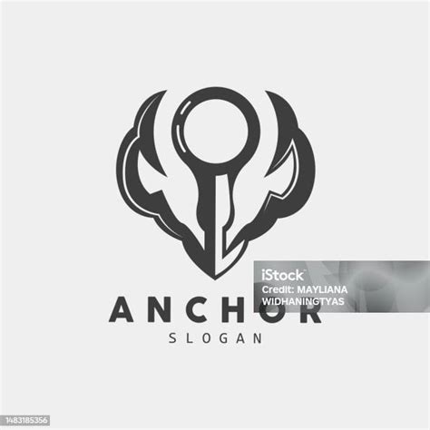 닻 로고 해양 선박 벡터 간단한 미니멀리스트 디자인 앵커 아이콘 스파르타 바다 기호 템플릿 일러스트레이션 강철에 대한 스톡 벡터